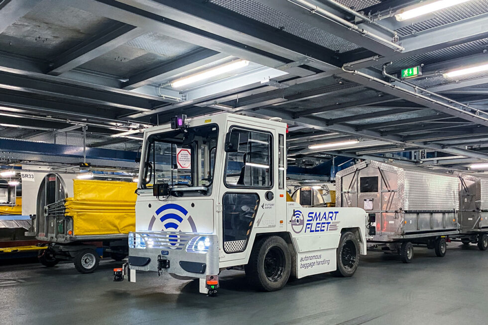 The future is now – Autonomous VOLK baggage tractor at Stuttgart ...